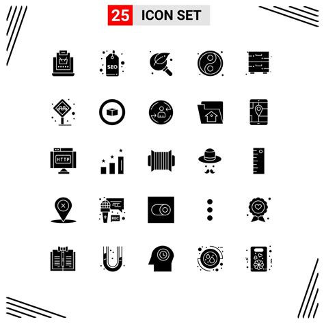 Stock Vector Icon Pack Of 25 Line Signs And Symbols For Cabinet Ball Tag Yin Yang Magnifier