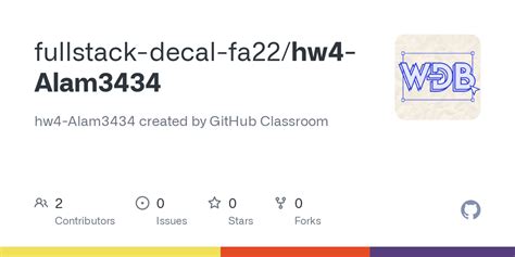 GitHub Fullstack Decal Fa22 Hw4 Alam3434 Hw4 Alam3434 Created By GitHub Classroom