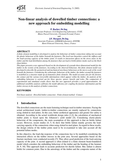 Pdf Non Linear Analysis Of Dowelled Timber Connections A New