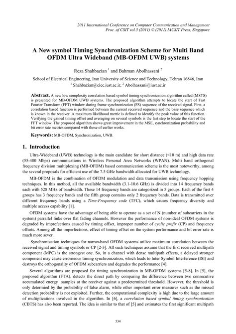 Pdf A New Symbol Timing Synchronization Scheme For Multi Band Ofdm Ultra Wideband Mb Ofdm Uwb