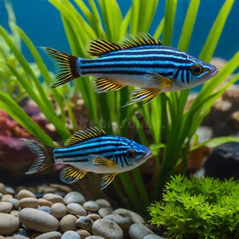 Vibrant Waters Barred Danios In A Dazzling Underwater World Stock