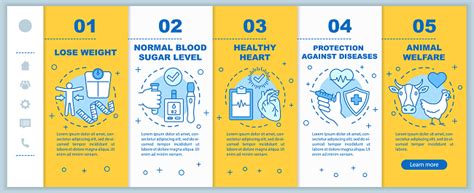 비건 라이프 스타일 혜택 온보딩 모바일 웹 페이지 벡터 템플릿 선형 일러스트와 응답 스마트 폰 웹 사이트 인터페이스 아이디어 웹
