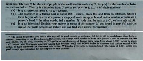 SOLVED Exerciac Let C be the set of people in the world and for cach I â C r be the