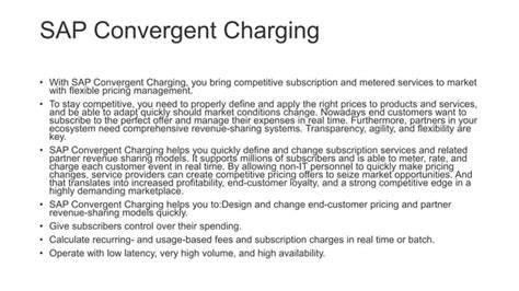 Sap Convergent Billing Presentation Standard Pptx Business Utilities Business