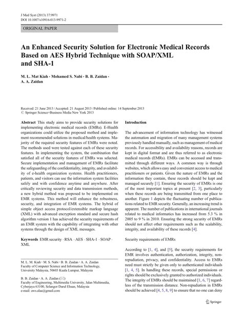 pdf an enhanced security solution for electronic medical records