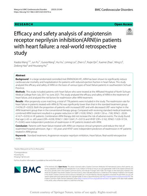 Pdf Efficacy And Safety Analysis Of Angiotensin Receptor Neprilysin