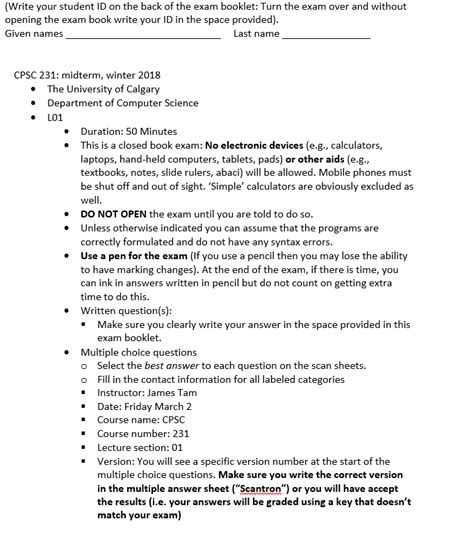 CPSC Midterm Information