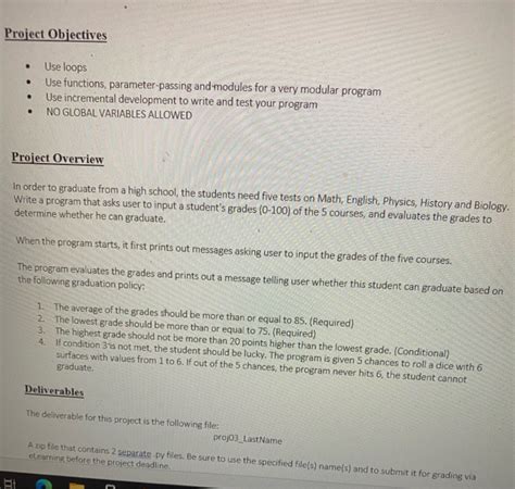 Solved Project Objectives Use Loops Use Functions