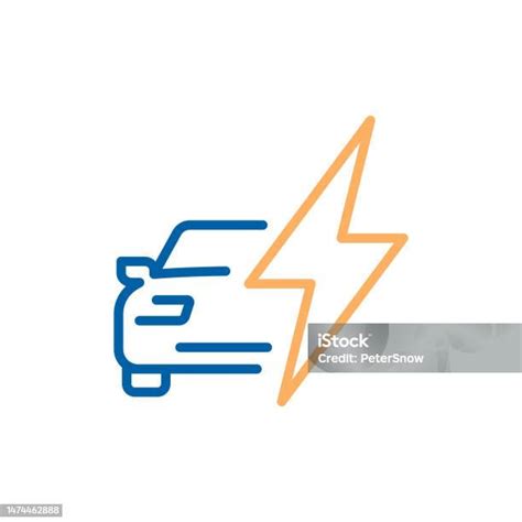 전기 자동차 벡터 얇은 선 아이콘입니다 Ev 천둥 기호가 있는 전기 지속 가능한 생태 자동차의 개요 그림 친환경 개념에 대한 스톡 벡터 아트 및 기타 이미지 Istock