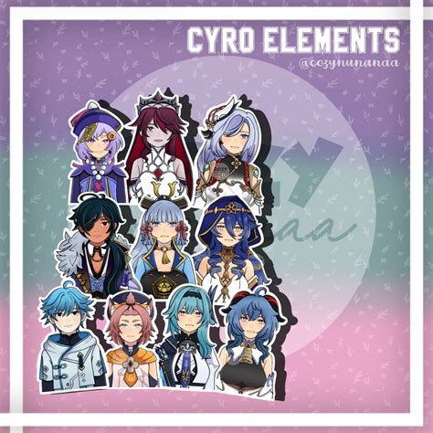 Ready Stock Genshin Impact Fanart Stickers Cyro Element Cute Creative Sticker Set Shopee