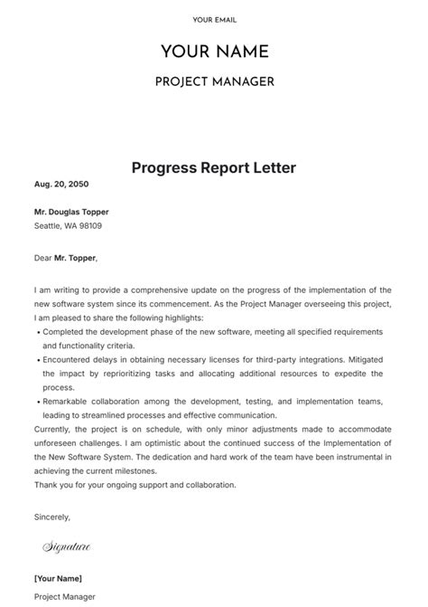 Progress Report Letter Template At James Chalmers Blog