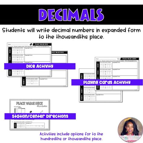 Decimal Place Value Expanded Form Practice Cards Dice By Powellinprimary