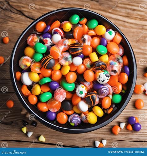 Colorful Halloween Candy Bowls Stock Illustration Illustration Of