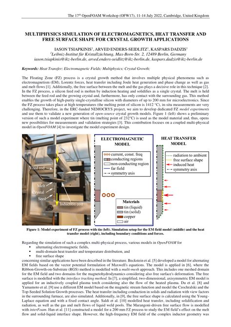 Pdf Multiphysics Simulation Of Electromagnetics Heat Transfer And Free Surface Shape For
