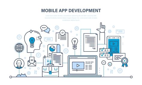 프로그래밍 코딩 Onlineweb 과정 디자인 모바일 및 데스크톱 앱 개발 프리미엄 벡터