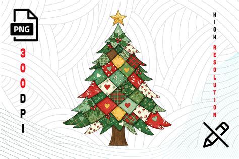 Patchwork Christmas Tree Png Graphic By Trendyhunt43 · Creative Fabrica
