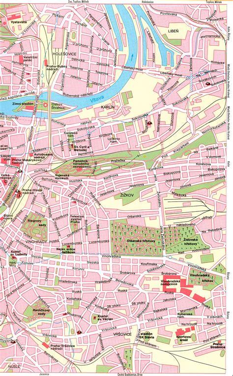 Чехия большая карта Праги Подробная карта Праги большой крупномасштабный план центра города