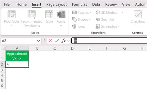 How To Insert Approximate Symbol In Excel Fast Myexcelonline
