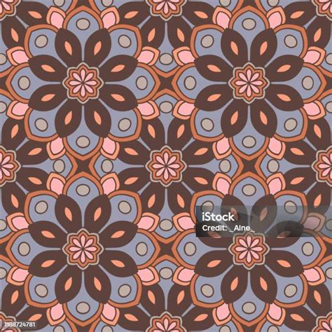 만다라 꽃과 추상 원활한 패턴 모자이크 타일 꽃 배경입니다 벡터 그림입니다 0명에 대한 스톡 벡터 아트 및 기타 이미지 0명