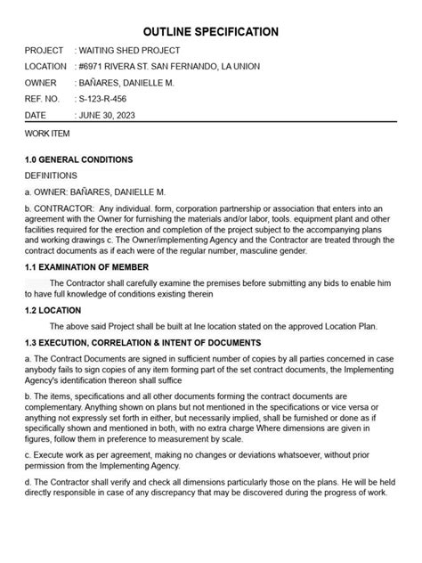 Outline Specification Pdf