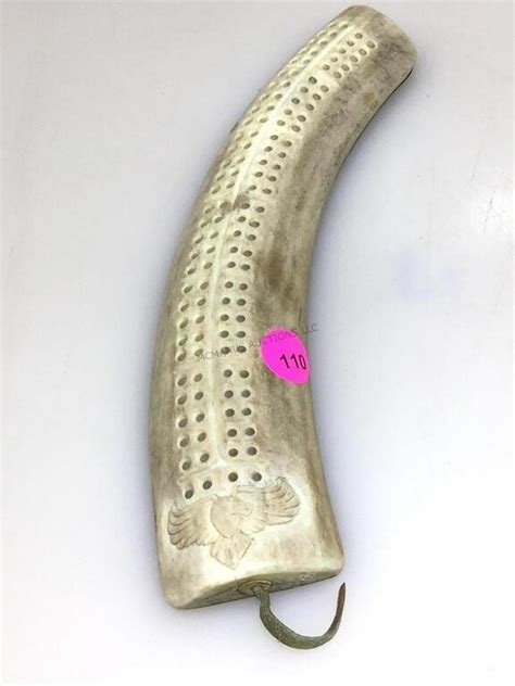 Bone Carved Cribbage Board 10in Live And Online Auctions On