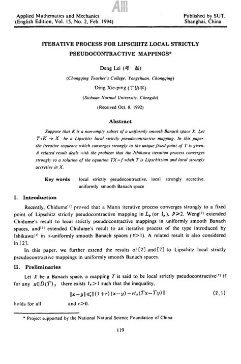 Pdf Iterative Process For Lipschitz Local Strictly Pseudocontractive Mappings