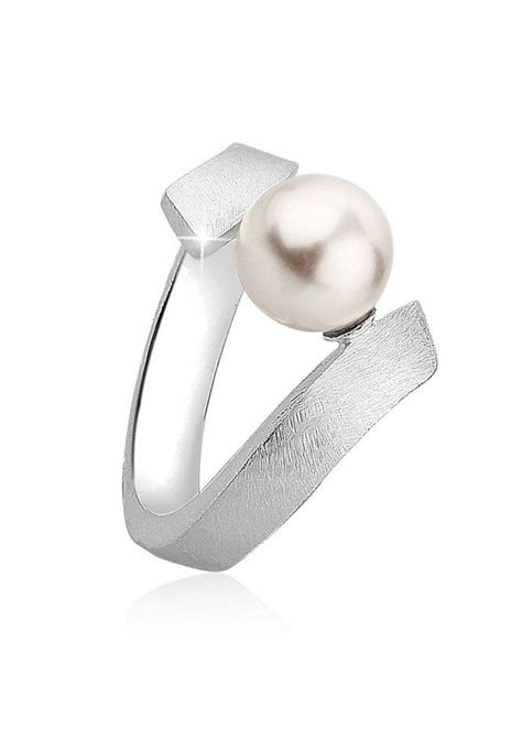 Nenalina Perlenring Synthetische Perle 925 Silber Perlenringe Ringe Silber Silber