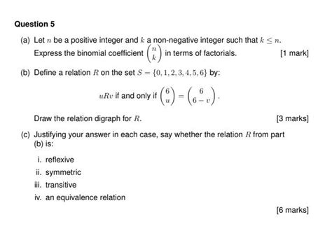 Solved Question A Let N Be A Positive Integer And K A Chegg