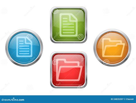 File And Folder Buttons Stock Vector Illustration Of Chrome 24835207