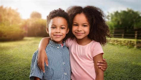 Brother And Sister In A Garden Capturing The Essence Of Sibling Love