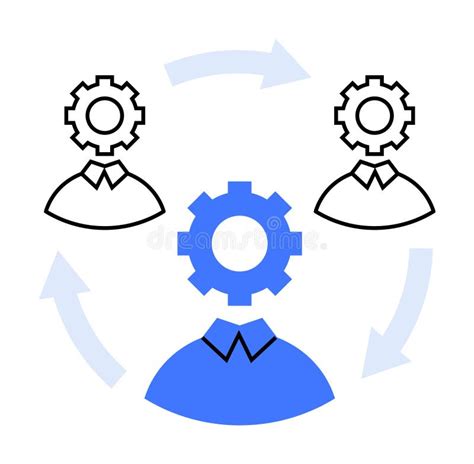 Business Collaboration Strategy Interconnected Team With Gear Heads Stock Vector Illustration