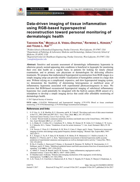 Pdf Data Driven Imaging Of Tissue Inflammation Using Rgb Based