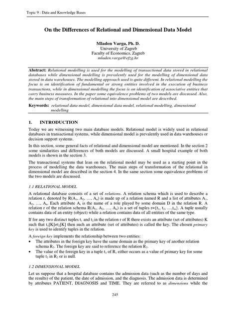 On The Differences Of Relational And Dimensional Data Models A