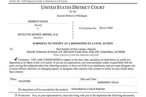 Deposition Order Issued For Student Reporting On Wrongful Imprisonment