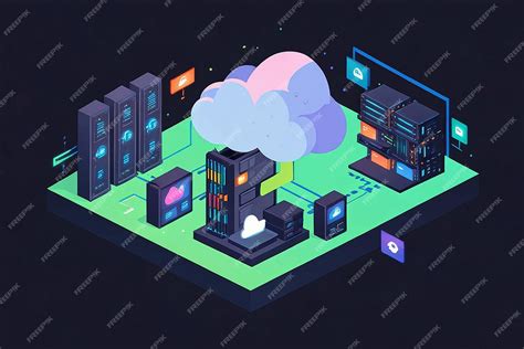 Cloud Storage Isometric Illustration Data Server Platform Network Infrastructure Premium Ai