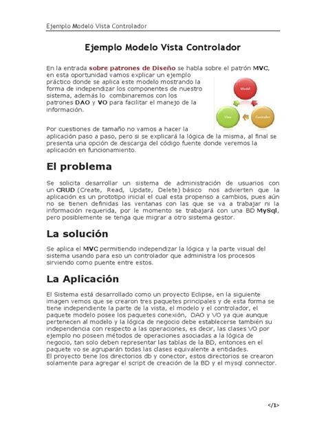 Mvc Ejercicio Pdf Modelo Vista Controlador Sql