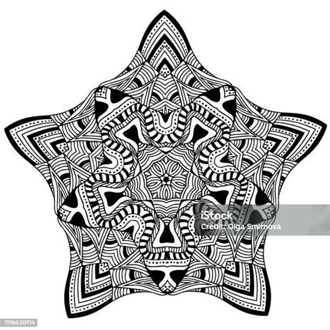 손으로 그린 낙서 천연 눈송이 젠탱 만다라 스타일 벡터 그림입니다 인사말 카드 초대장 인쇄물 직물 문신에 대한 좋은 생각 0명에 대한 스톡 벡터 아트 및 기타 이미지
