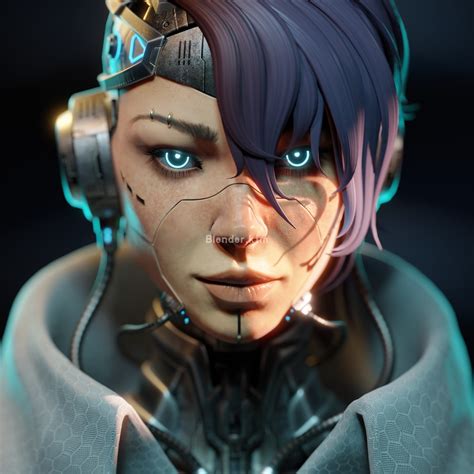 赛博朋克半身战士 Cyberpunk Style Girl 魔酷网