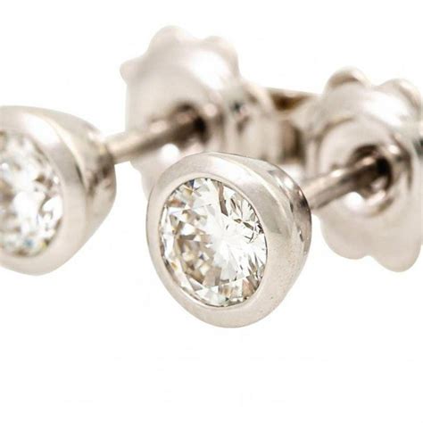Pair Of Ear Studs With 2 Brilliant Cut Diamonds Total 057ct For Sale