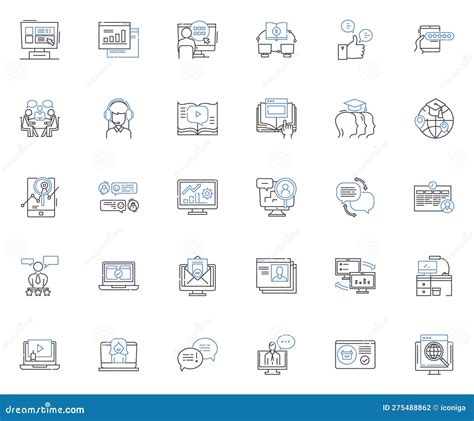 Internet Users Line Icons Collection Browsers Netizens Cybercitizens Gamers Streamers