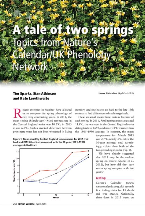 Pdf A Tale Of Two Springs Topics From Natures Calendar Uk Phenology Network 2014