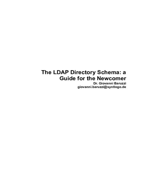 Fillable Online The Ldap Directory Schema A Guide For The Newcomer Fax Email Print Pdffiller