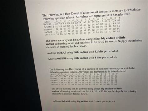 Solved The Following Is A Hex Dump Of A Section Of Computer Chegg Com