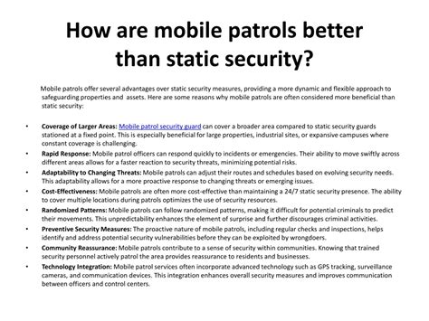 Ppt Mobile Patrol Security Vs Static Security Services Powerpoint