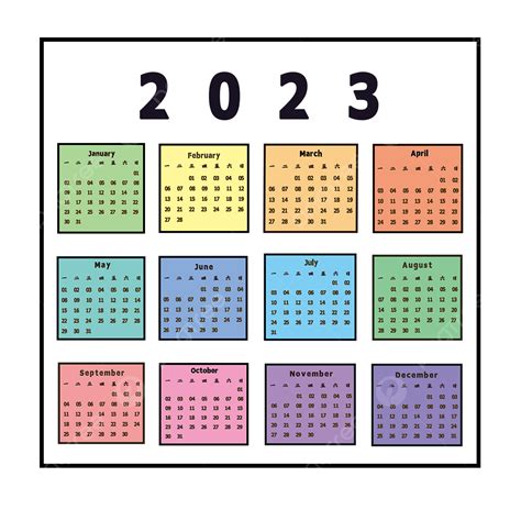 Colorido Calendario 2024 Vector Png Dibujos Colorido 2024 2024 Paito