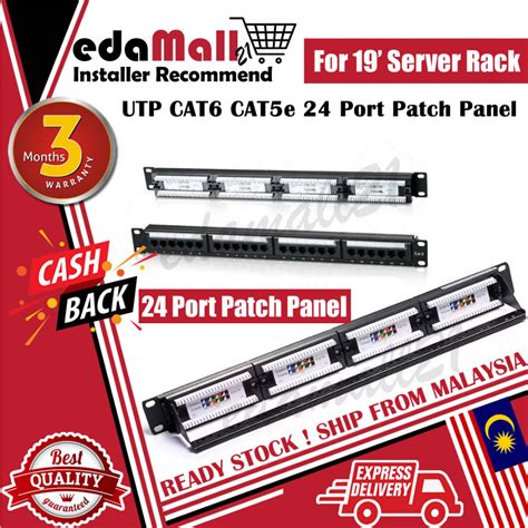 UTP Cat6 RJ45 Cat5e 24 Port Patch Panel For 19 1U Server Rack Mount Shopee Malaysia