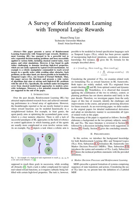 Pdf A Survey Of Reinforcement Learning With Temporal Logic Rewards