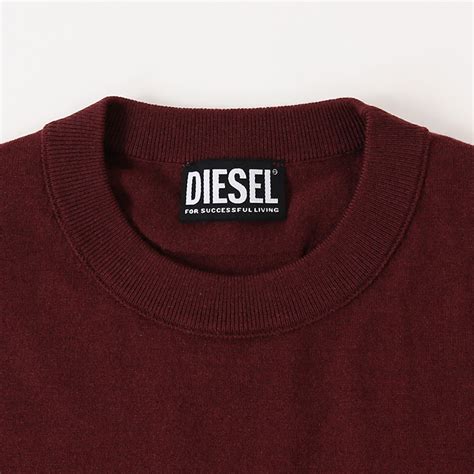 【楽天市場】 Diesel ディーゼル メンズ ワンポイント刺繍ロゴパッチ ストレッチウール プルオーバー 長袖ニットセーター【k Torrance】【サイズxs・s】【ボルドー】die M