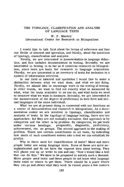 PDF THE TYPOLOGY CLASSIFICATION AND ANALYSIS OF LANGUAGE TESTS DOKUMEN TIPS