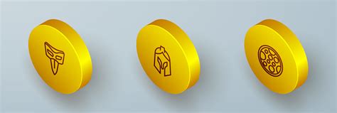 아이소메트릭 라인 카니발 마스크 로마 군대 헬멧과 피자 아이콘을 설정합니다 벡터 3차원 형태에 대한 스톡 벡터 아트 및 기타 이미지 3차원 형태 검투사 고대의